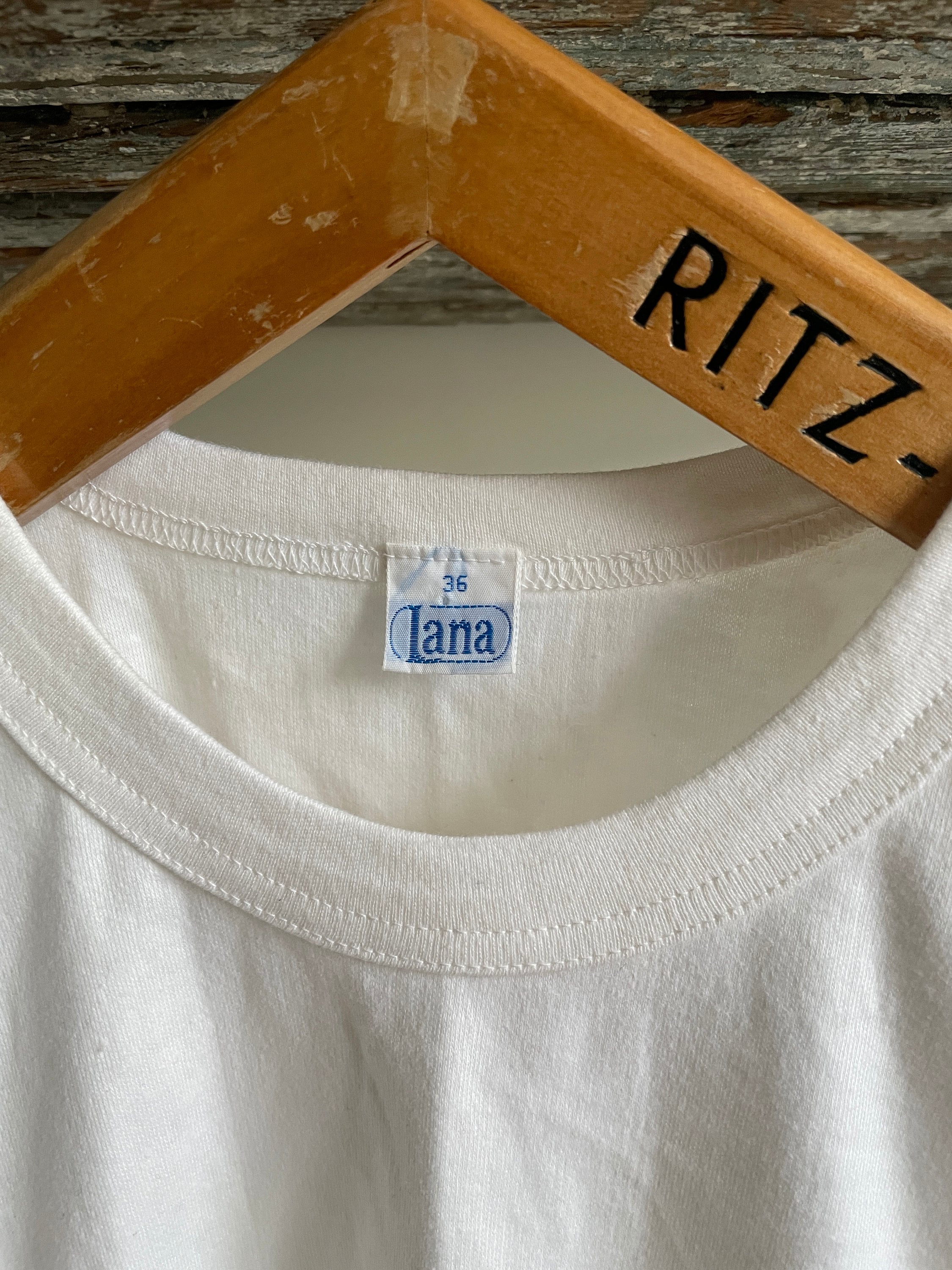 Vintage Lana Mounted Collar Ringer Sleeve Cuff White T-shirt. - Etsy