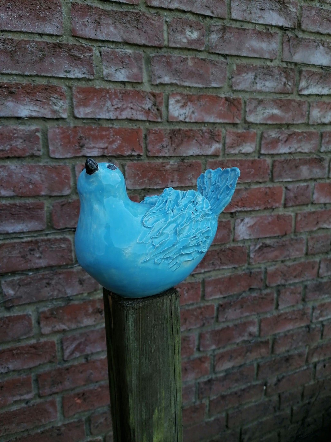 Garden Pottery Bird Handmade Garden Decor Garden Stake Light Blue - Etsy