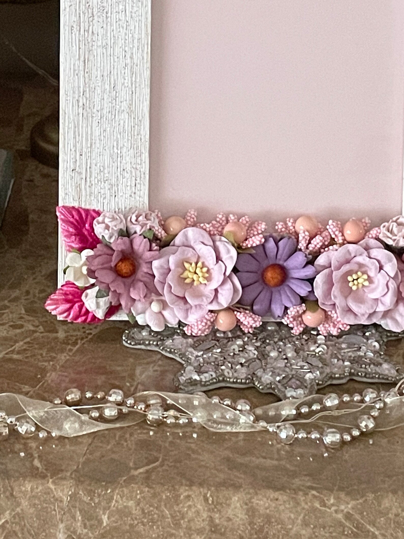 Floral Picture Frame 5 X 7 Hand Embellished: my Happy Place - Etsy