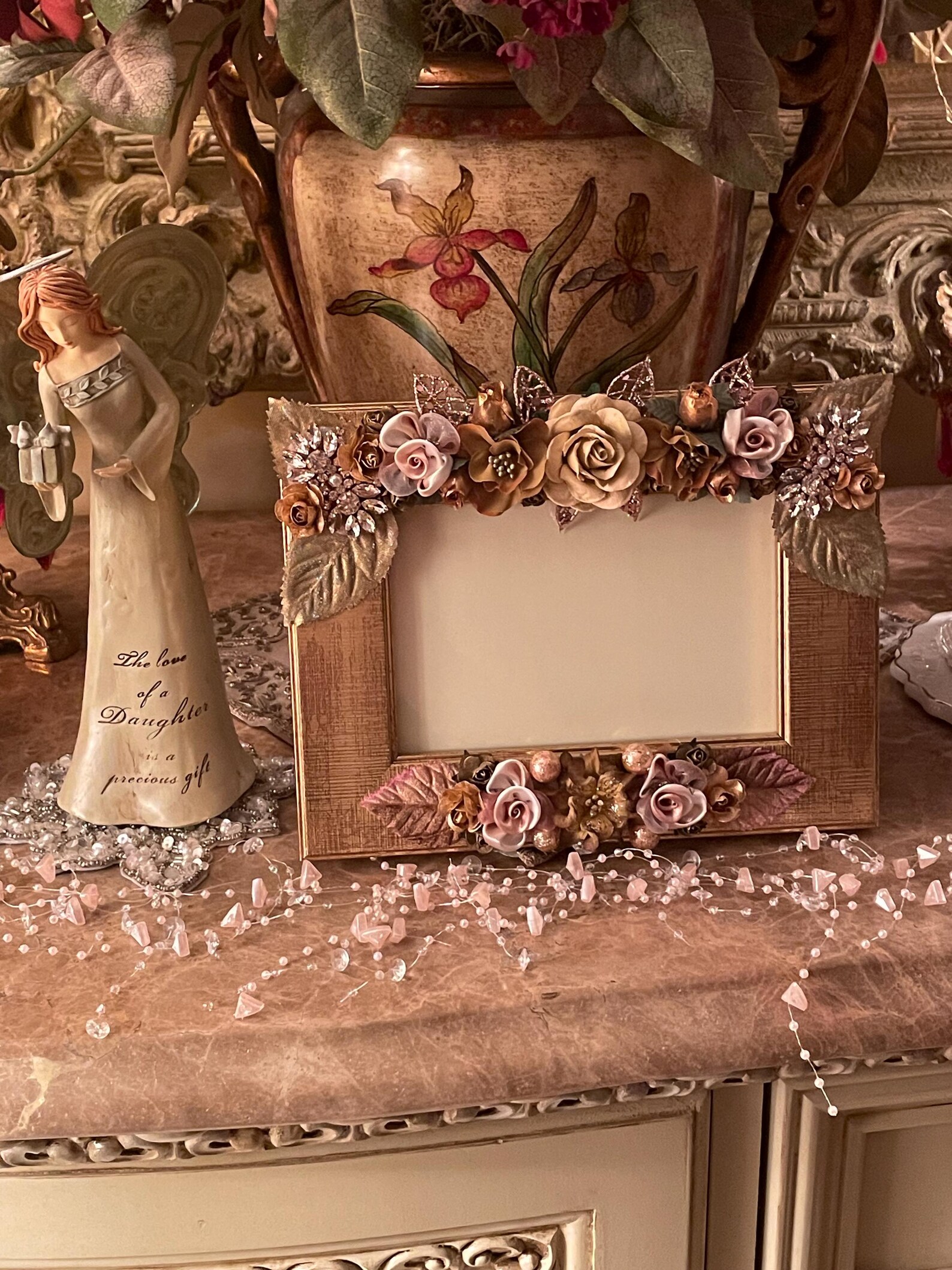 Floral Picture Frame 4 X 6 Hand Embellished: “sparkling Champagne” - Etsy