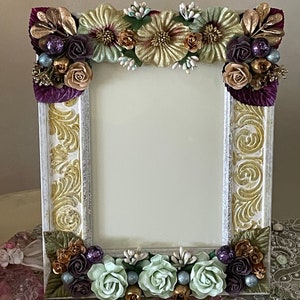 Floral Picture Frame 5 X 7 Hand Embellished: “floral Radiance” - Etsy