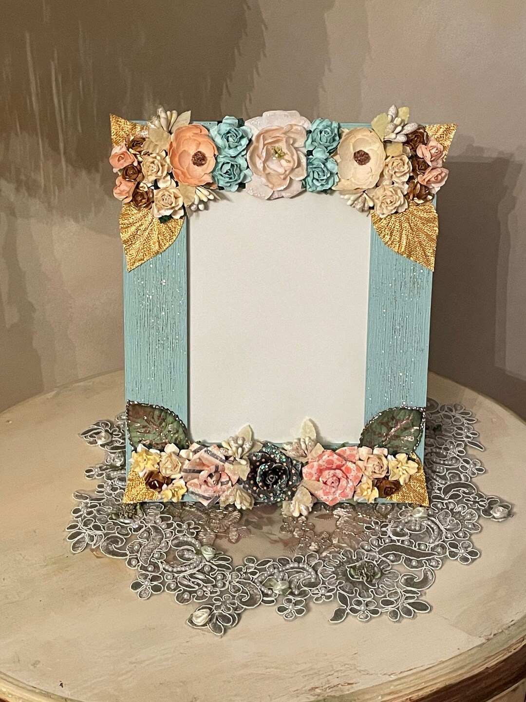 Floral Picture Frame 5 X 7 Hand Embellished: “A Pocketful of Sunshine ...