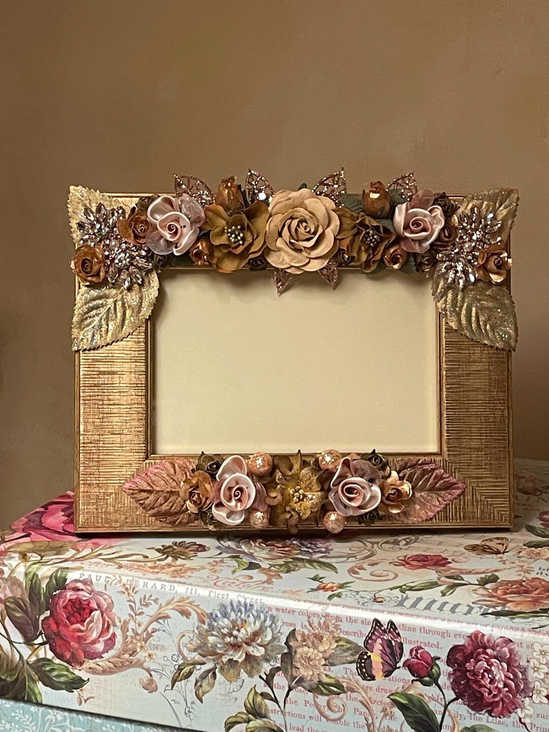 Floral Picture Frame 4 X 6 Hand Embellished: “sparkling Champagne” - Etsy