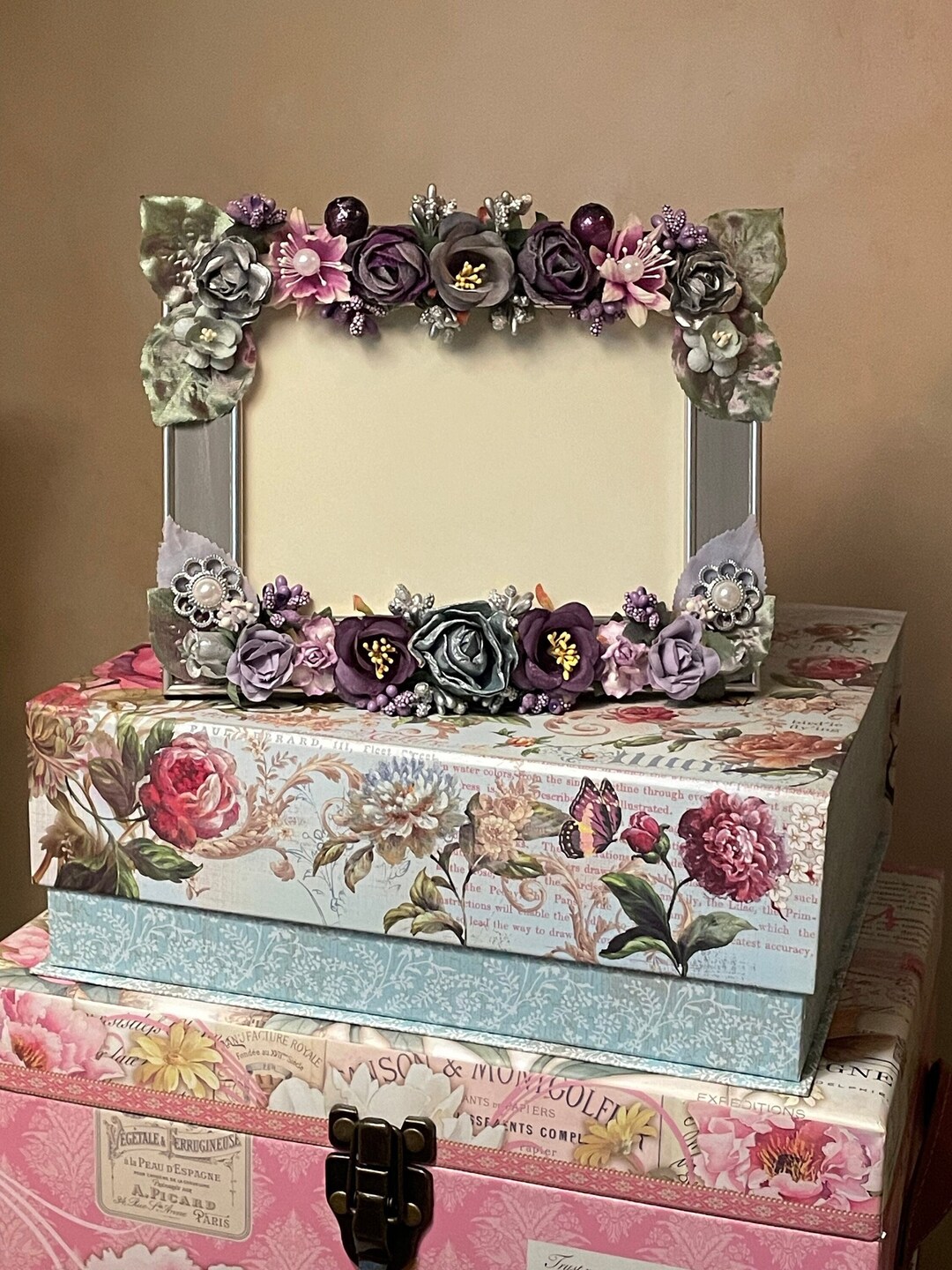 Floral Picture Frame 5 X 7 Hand Embellished: shimmering Beauty - Etsy