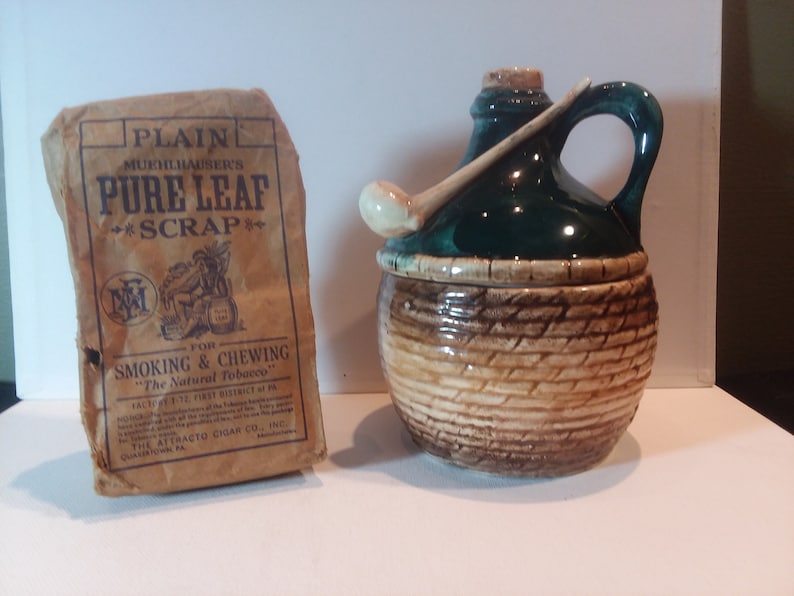 Antique Pipe Tobacco Jar and Bag of Muehlhauser's - Etsy