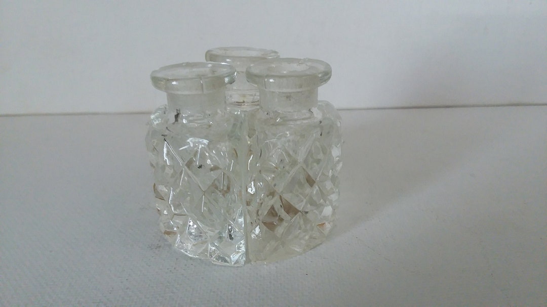 Antique Set of 3 Miniature Diamond Pattern Glass - Etsy