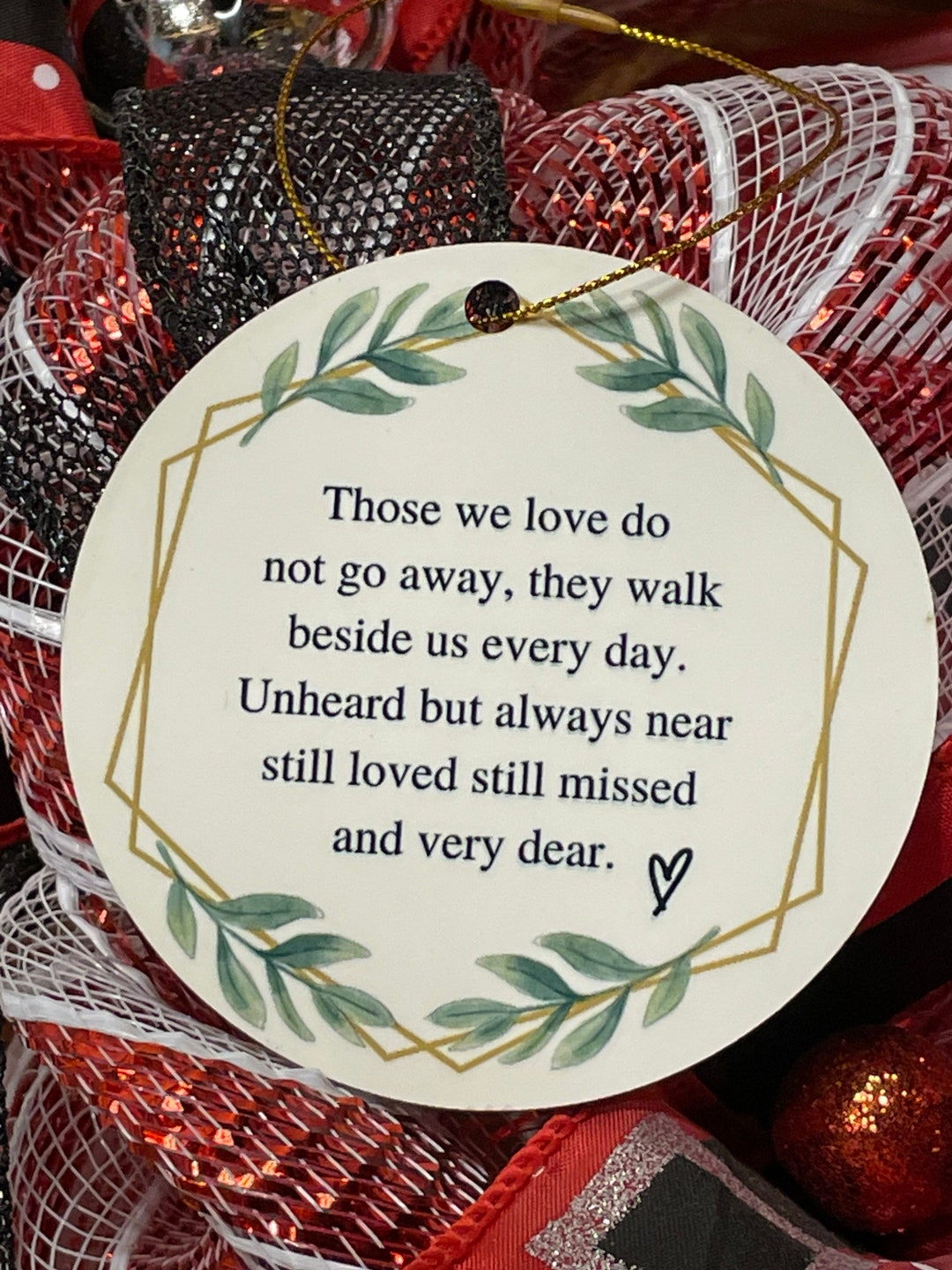 Memorial Loved One Remembrance Poem Hanging Round Christmas Ornament ...