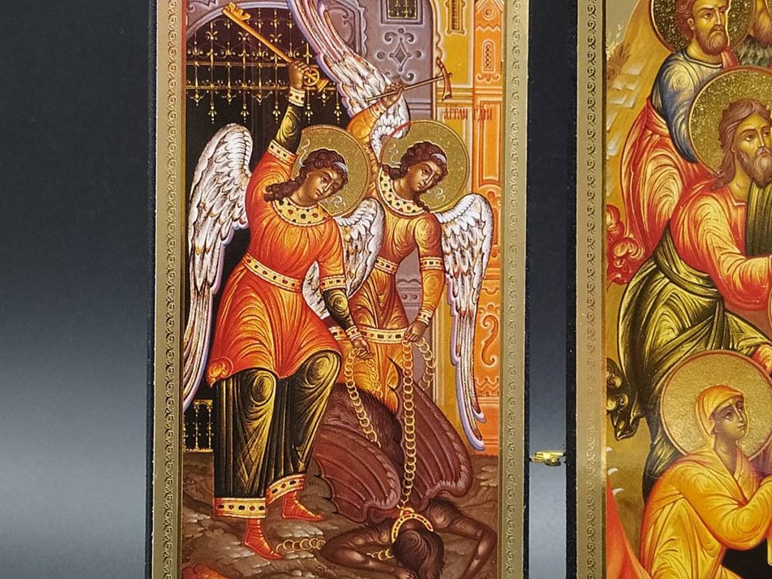 Orthodox triptych icon made of thin plywood and metal paper: | Etsy