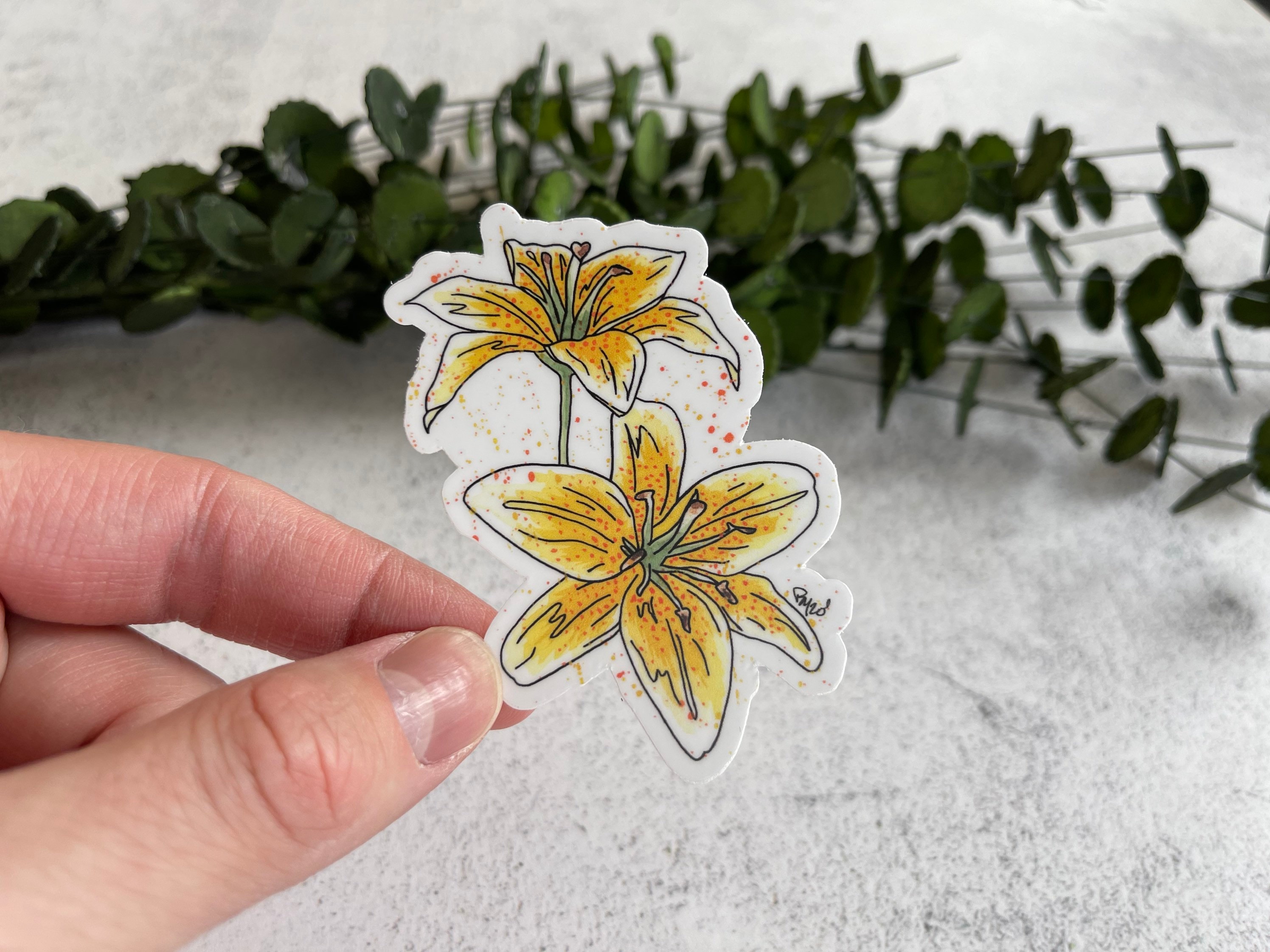 Yellow Lily Vinyl Sticker Lillies Sticker Yellow Flower | Etsy