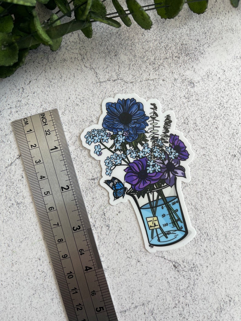 Flower Sticker Science Sticker Erlenmeyer Flask Sticker | Etsy