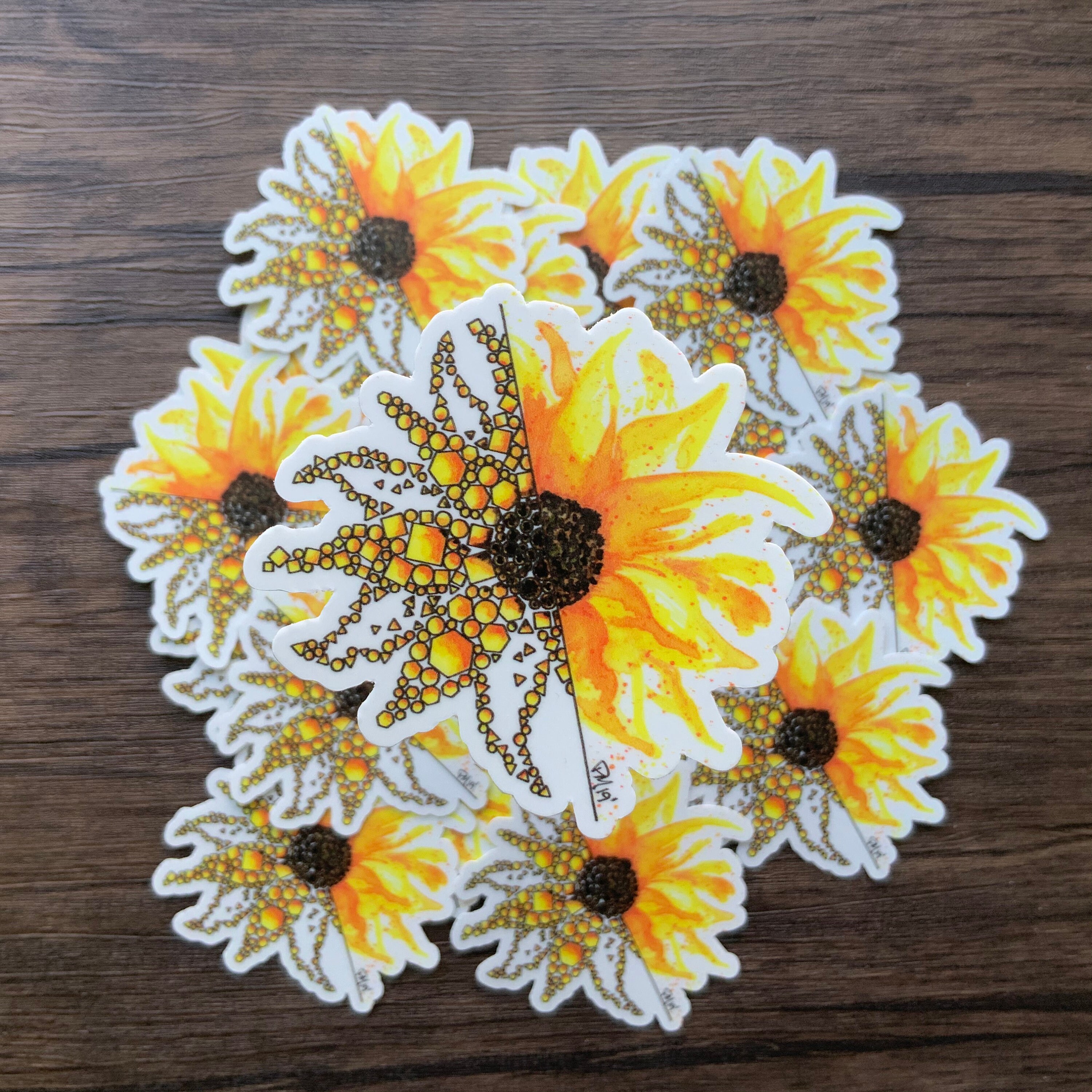 Sunflower Vinyl Sticker Sunflower Decal Watercolor Flower | Etsy