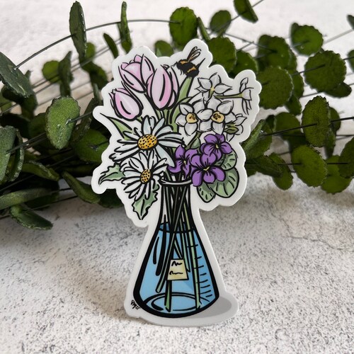 Flower Sticker Science Sticker Erlenmeyer Flask Sticker - Etsy
