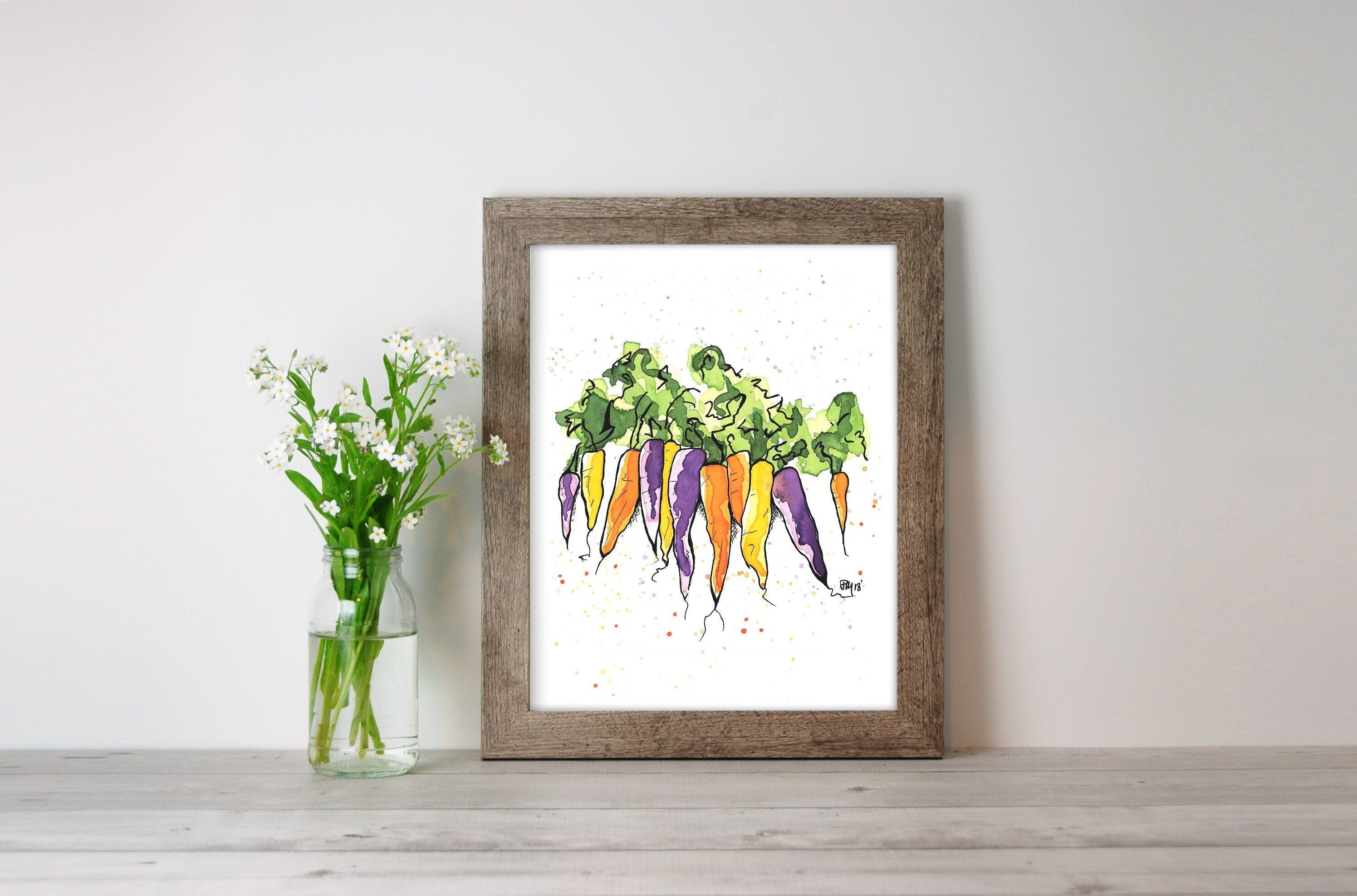 Colorful Carrots Watercolor Painting Vegetable Wall Art | Etsy