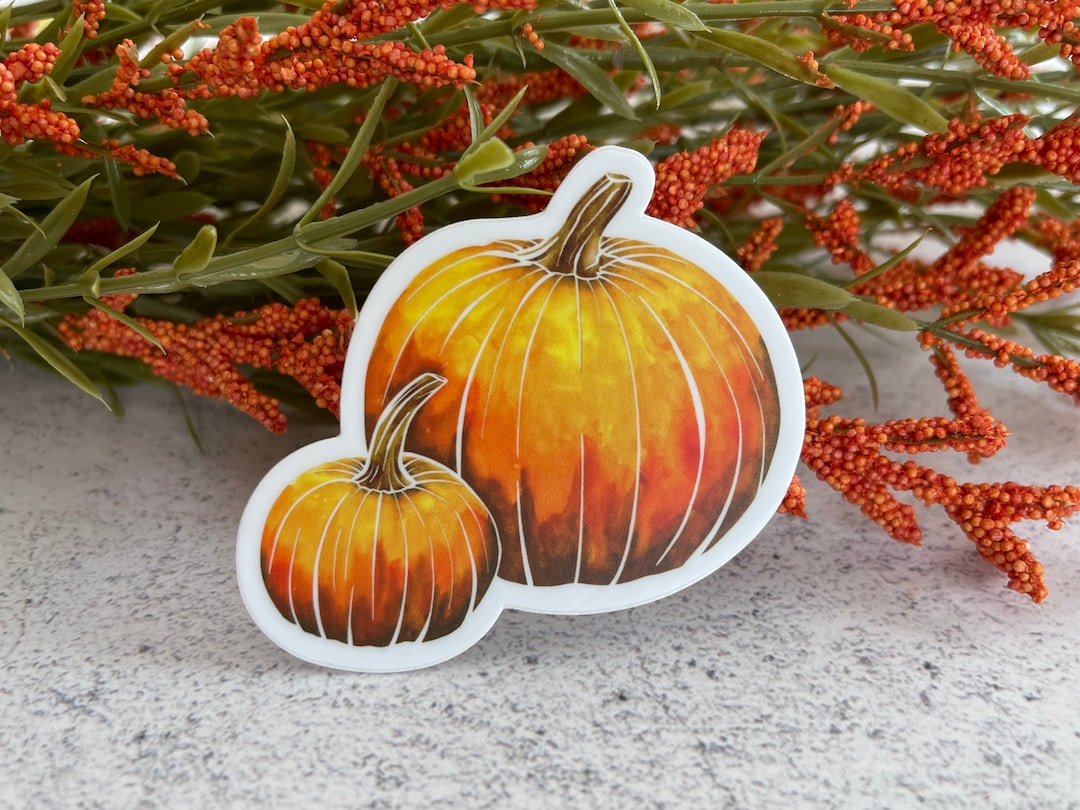 Fall Vinyl Sticker, Pumpkins Sticker, Watercolor Sticker, Pumpkins ...
