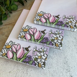 Floral Notepad Set, 6x4 Red Flower Stationery, Flower Notepad, Writing ...