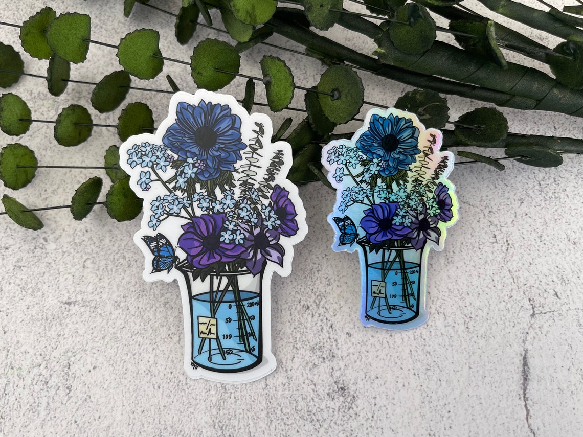 Flower Sticker Science Sticker Erlenmeyer Flask Sticker - Etsy