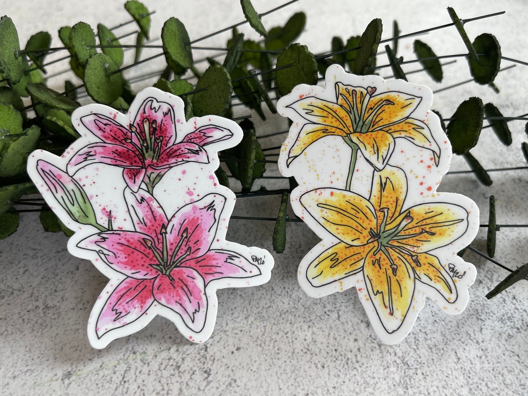 Lily Vinyl Sticker Set, Lillies Stickers, Flower Sticker Set ...
