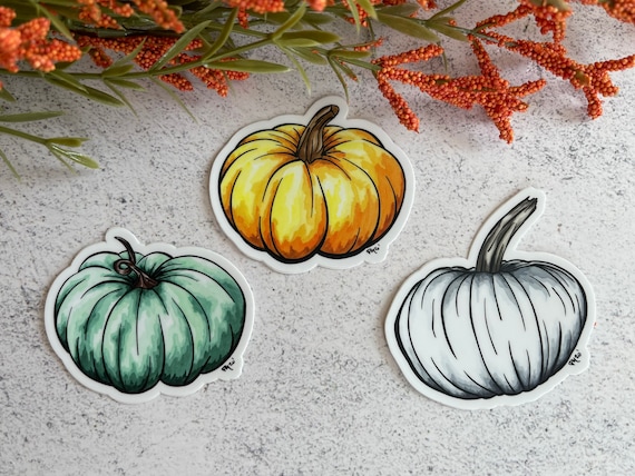 Fall Vinyl Sticker Set Pumpkin Sticker Set Watercolor | Etsy