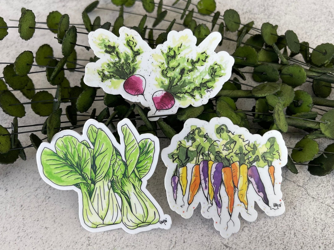 Vegetable Vinyl Sticker Set, Gardening Sticker Set, Watercolor Sticker ...