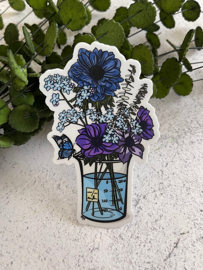 Flower Sticker Science Sticker Erlenmeyer Flask Sticker | Etsy