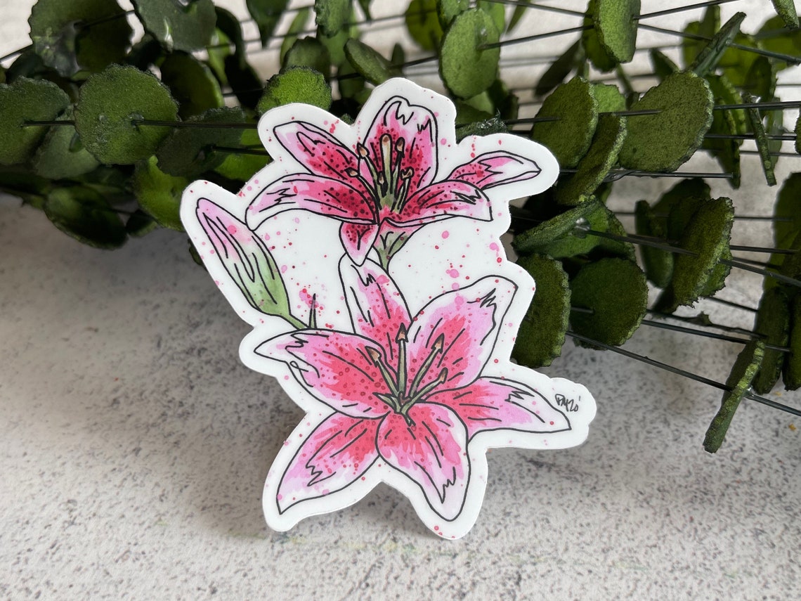 Lily Vinyl Sticker Set Lillies Stickers Flower Sticker Set | Etsy