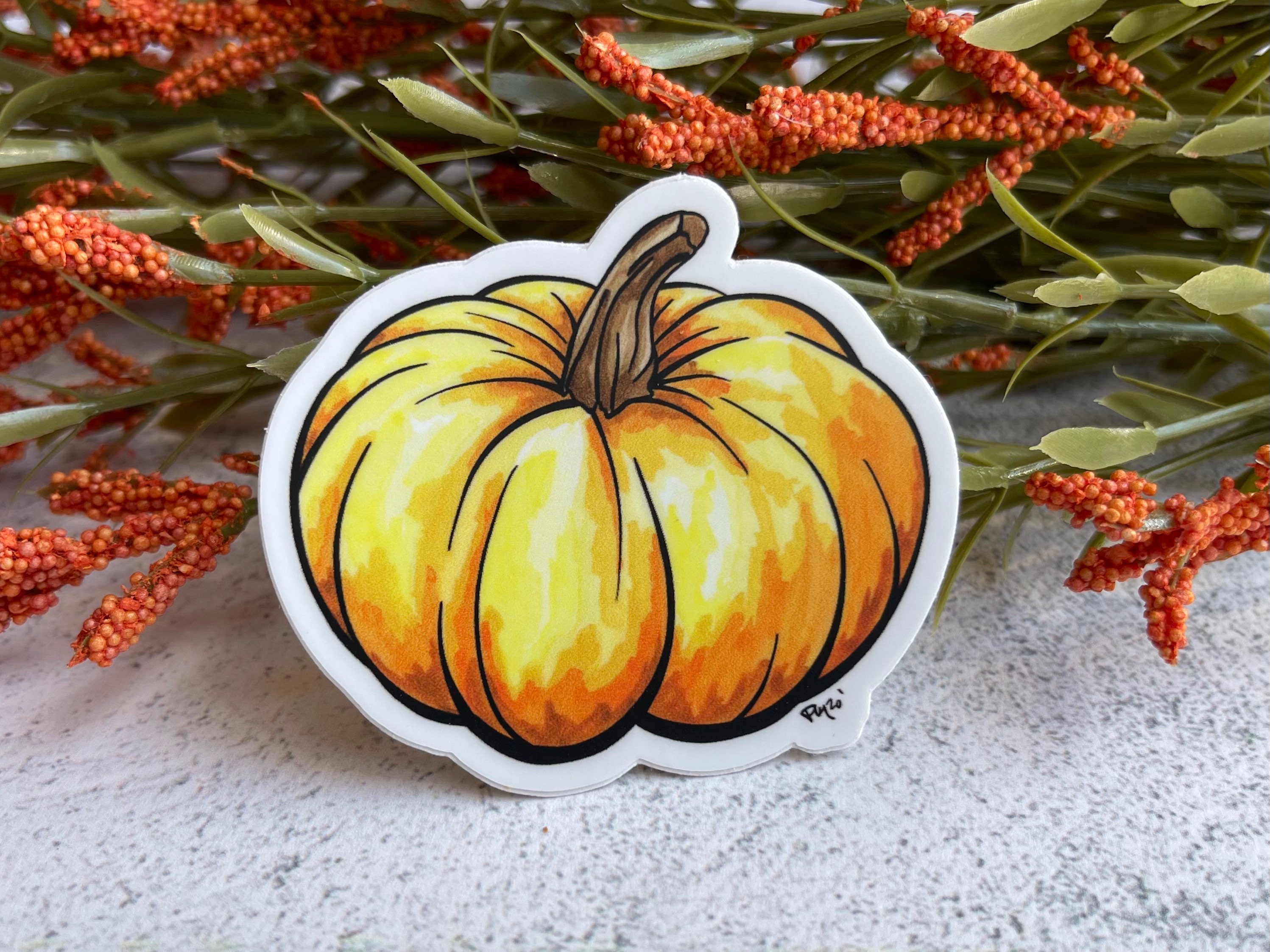 Fall Vinyl Sticker Pumpkin Sticker Watercolor Sticker | Etsy