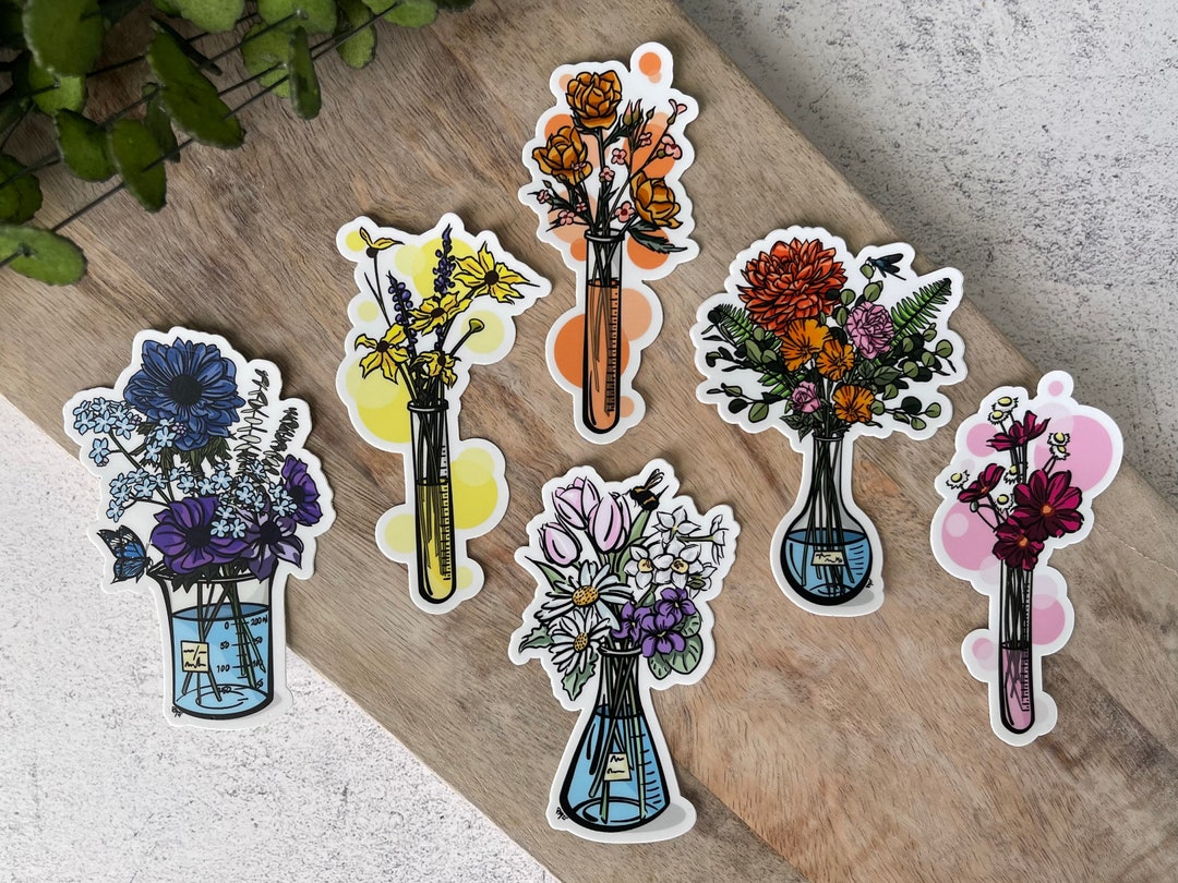 Science Sticker Set, Erlenmeyer Flask Sticker, Test Tube Decal, Women ...