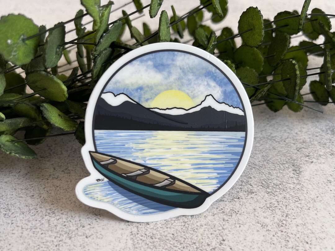 Mountain Sticker, Lake Sticker, Canoeing Sticker, Mountain Decal, Lake ...