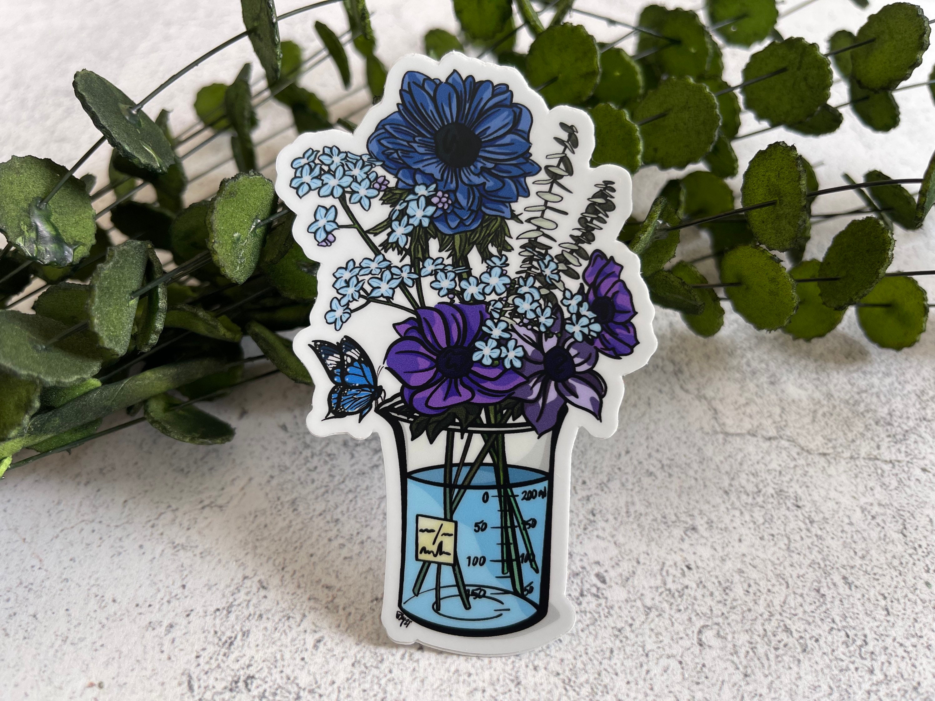 Flower Sticker, Science Sticker, Erlenmeyer Flask Sticker, Women in ...