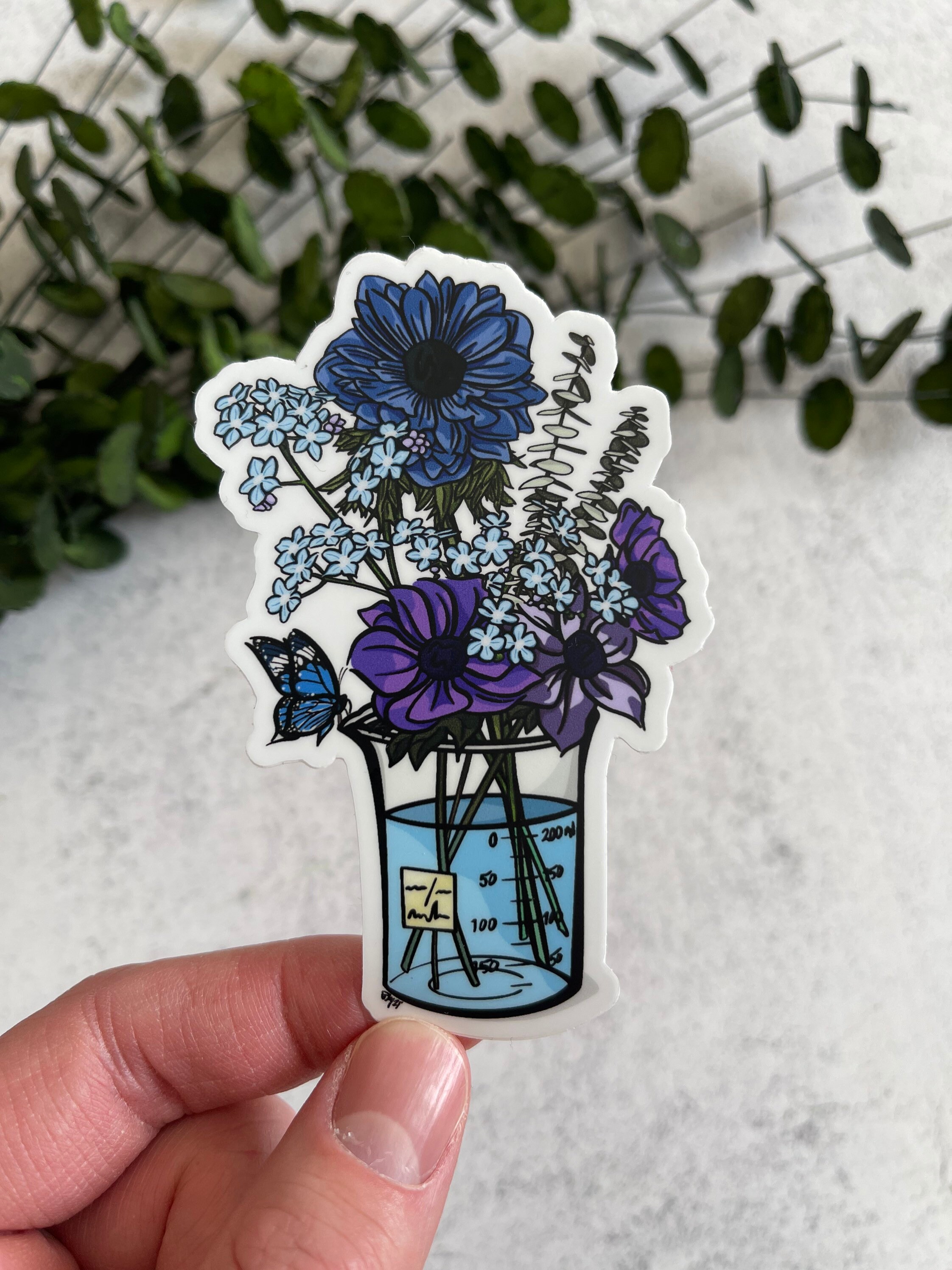 Flower Sticker Science Sticker Erlenmeyer Flask Sticker | Etsy