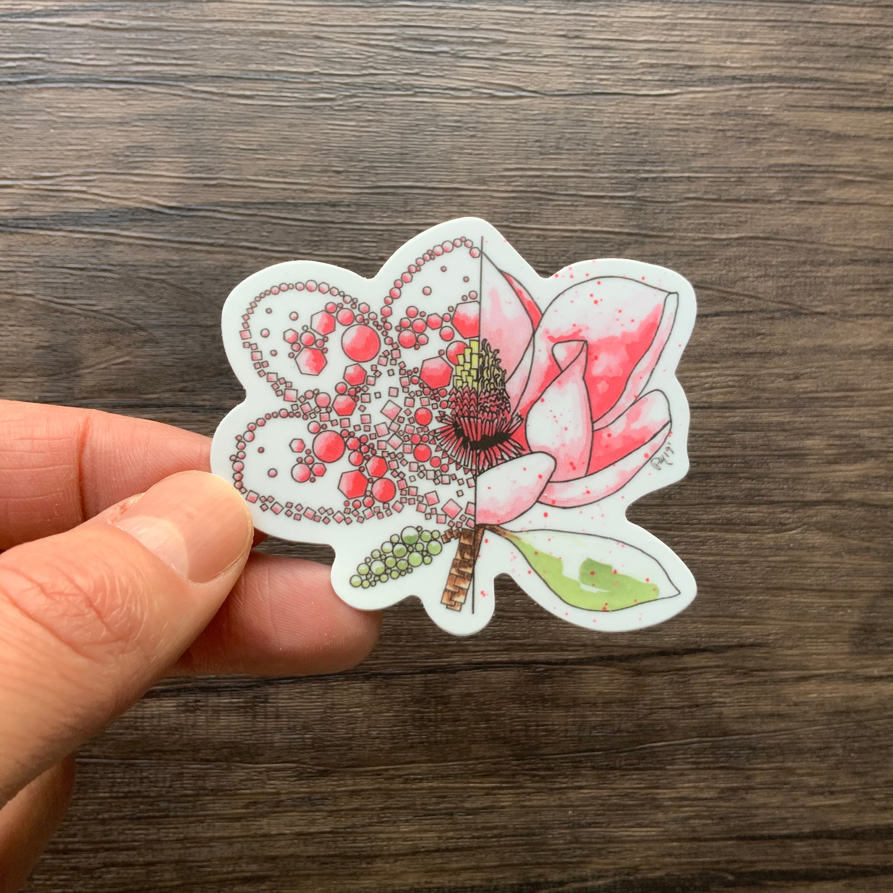 Pink Magnolia Vinyl Sticker Magnolia Decal Pink Watercolor - Etsy