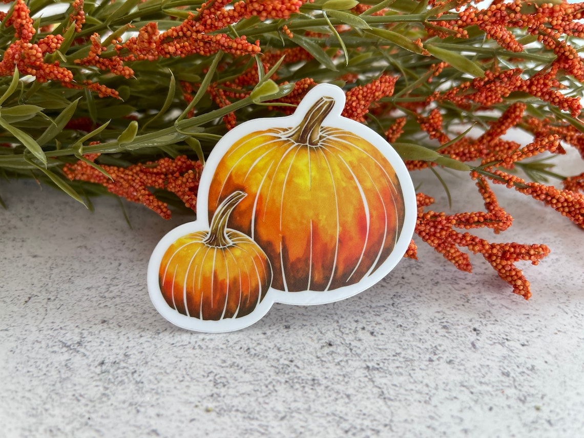 Herbst Vinyl Sticker Set von 8, Kürbis Sticker Set, Aquarell Sticker ...