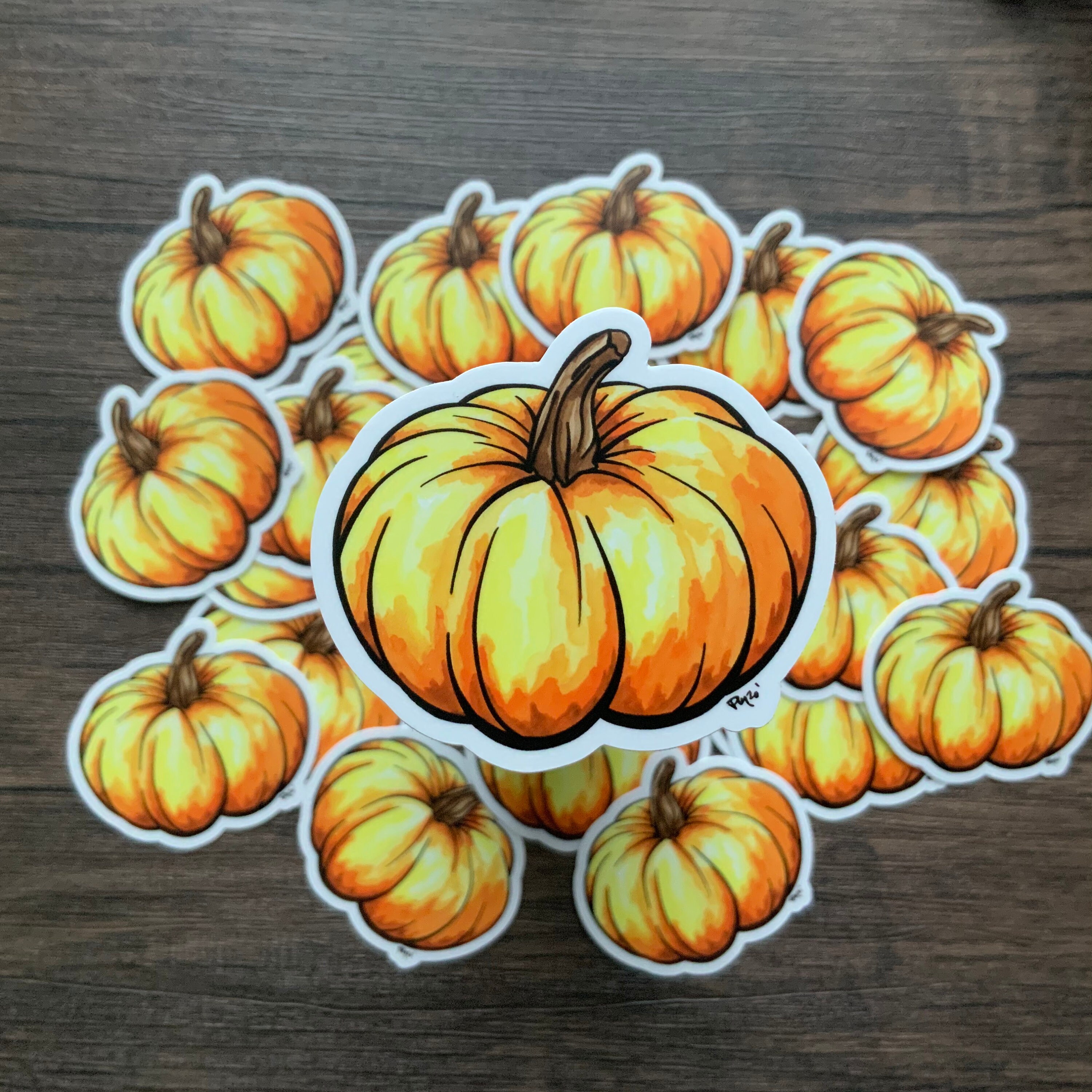 Fall Vinyl Sticker Pumpkin Sticker Watercolor Sticker | Etsy