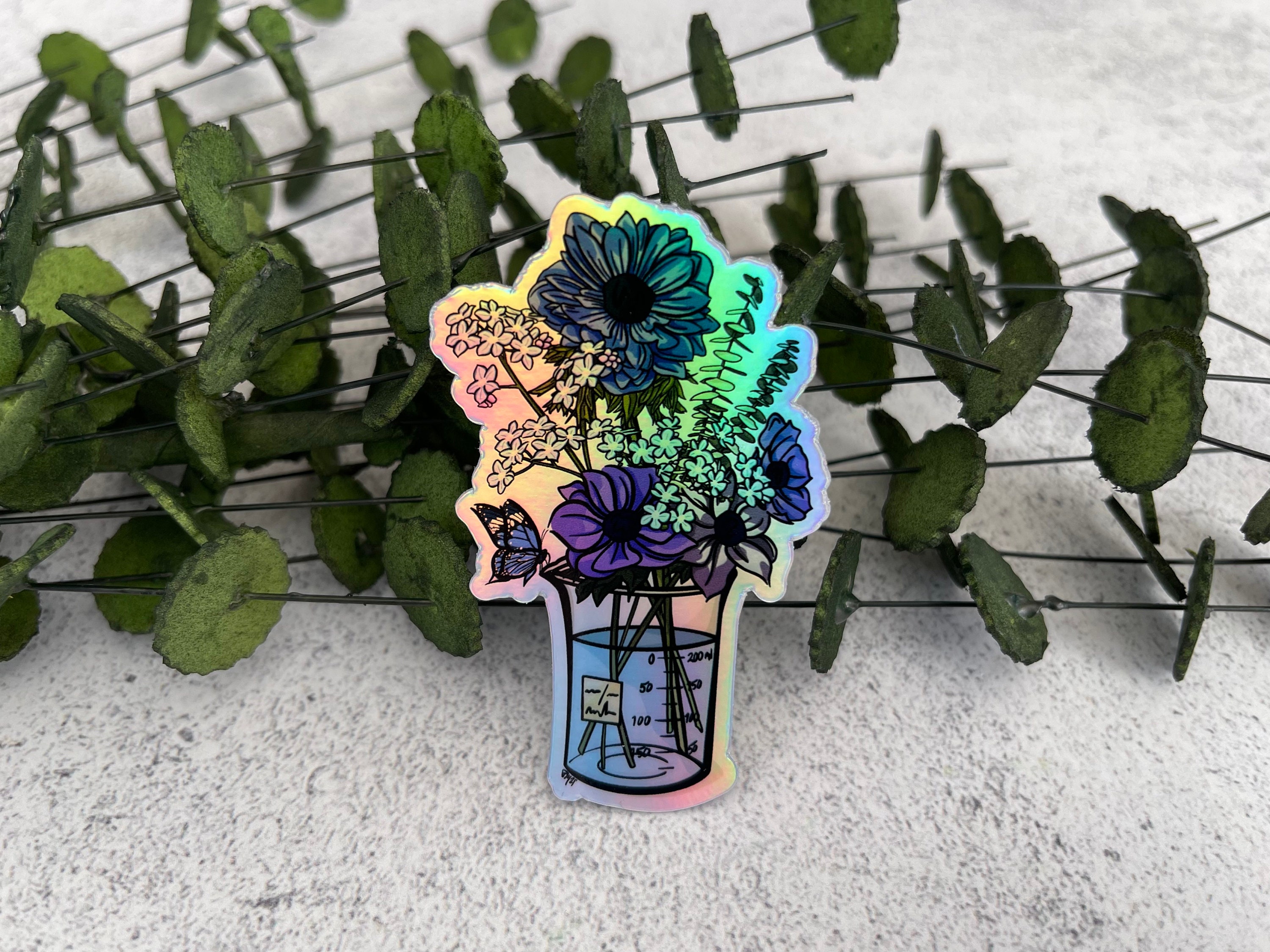 Flower Sticker Science Sticker Erlenmeyer Flask Sticker - Etsy