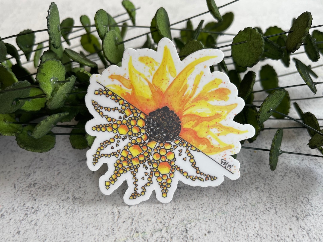 Sunflower Vinyl Sticker, Sunflower Decal, Watercolor Flower Sticker ...