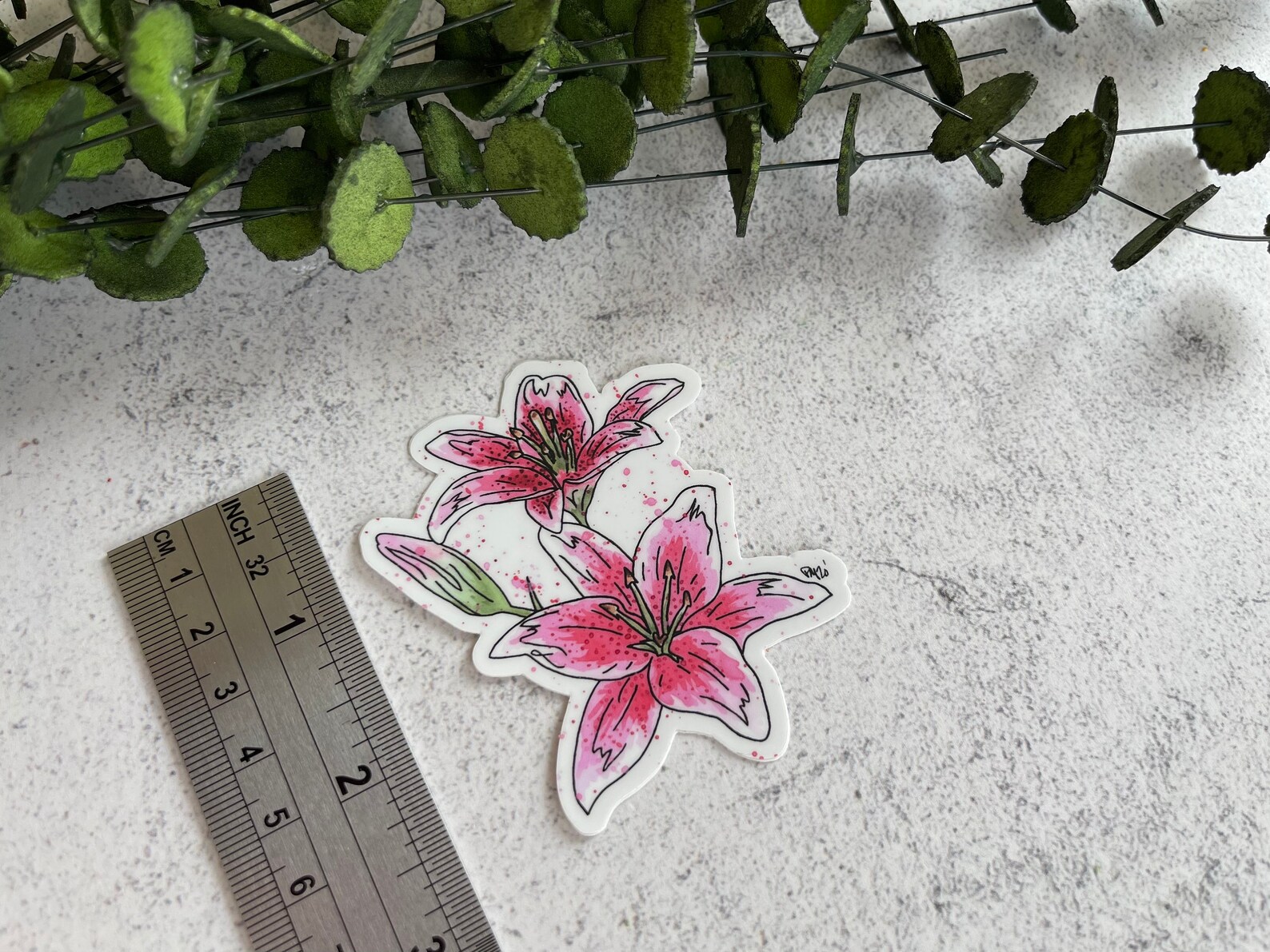 Pink Lily Vinyl Sticker, Lillies Sticker, Watercolor Flower Sticker ...