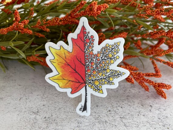 Fall Vinyl Sticker Fall Leaf Sticker Watercolor Sticker | Etsy