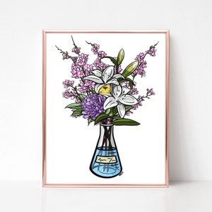 Women in Science Poster | Flask Bouquet Wall Art | Flower Painting ...