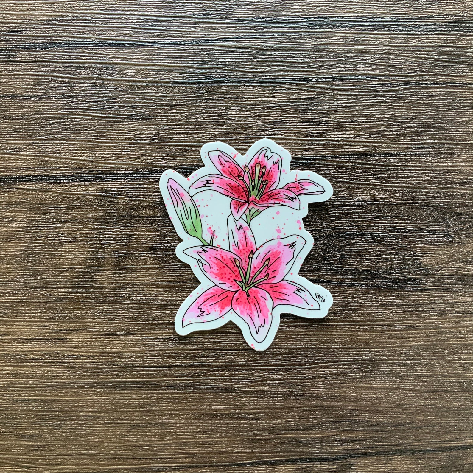 Pink Lily Vinyl Sticker, Lillies Sticker, Watercolor Flower Sticker ...