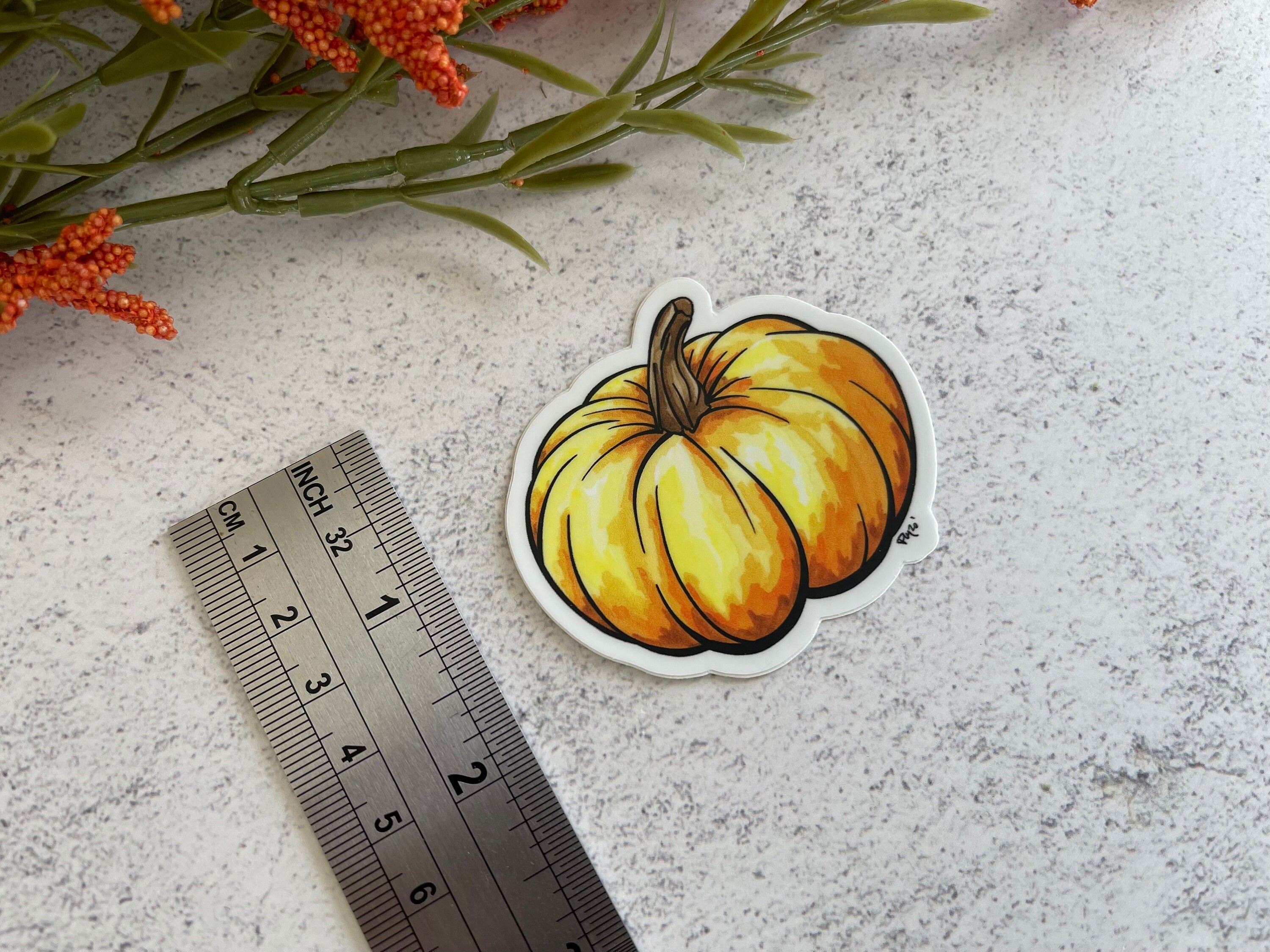 Fall Vinyl Sticker Pumpkin Sticker Watercolor Sticker | Etsy