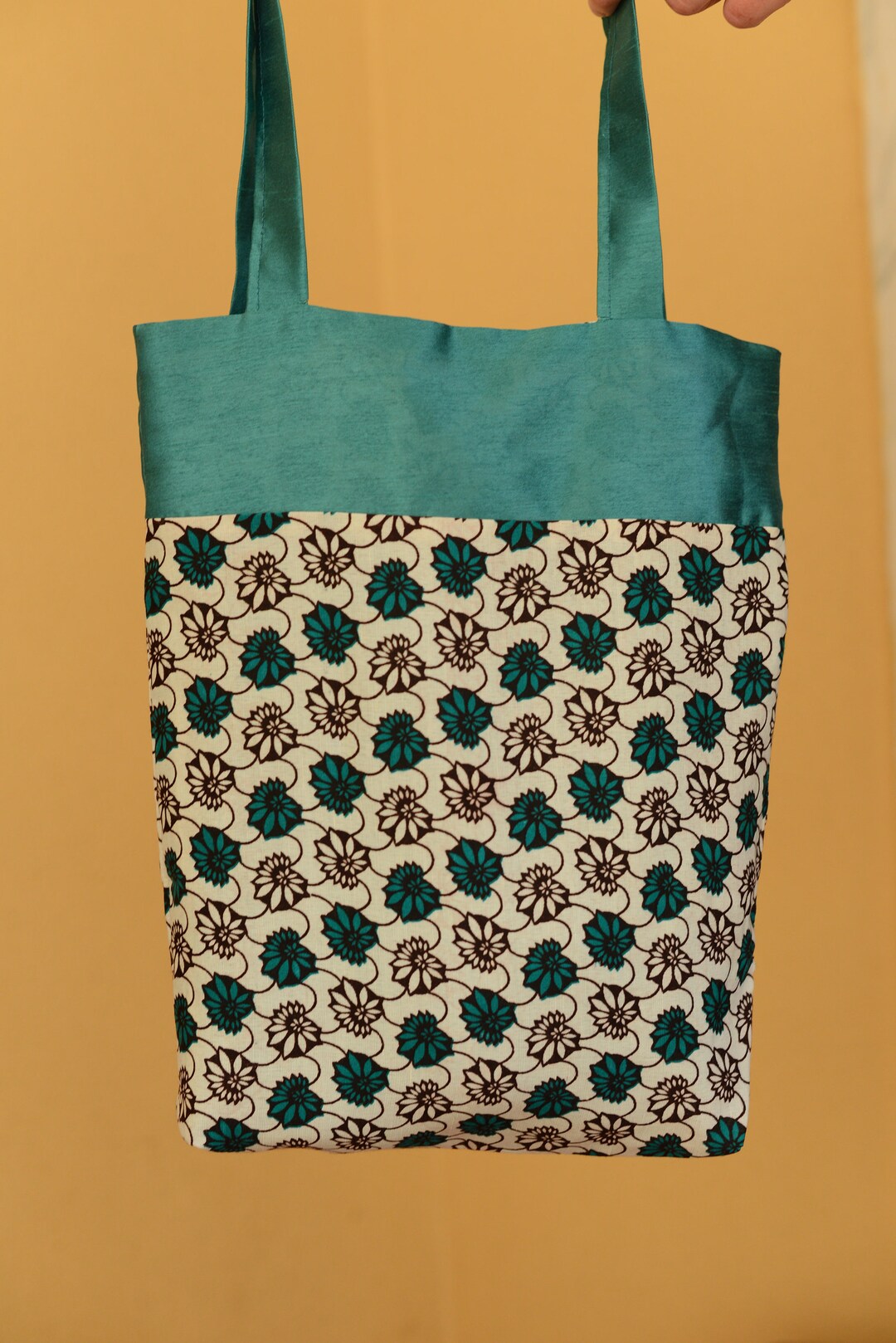 Reversible Turquoise and Patterned Tote Bag - Etsy New Zealand