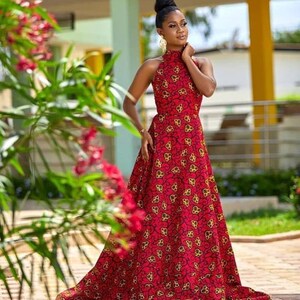 Red African Dress,african Maxi Dress,sleeveless Maxi Dress,african ...