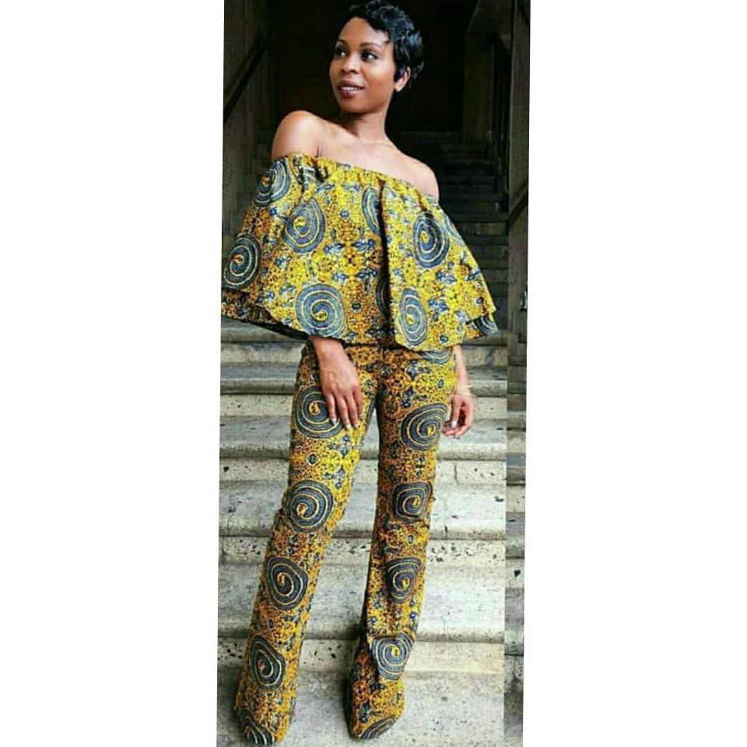 African Print Pant Setafrican Romper For Womenafrican Etsy