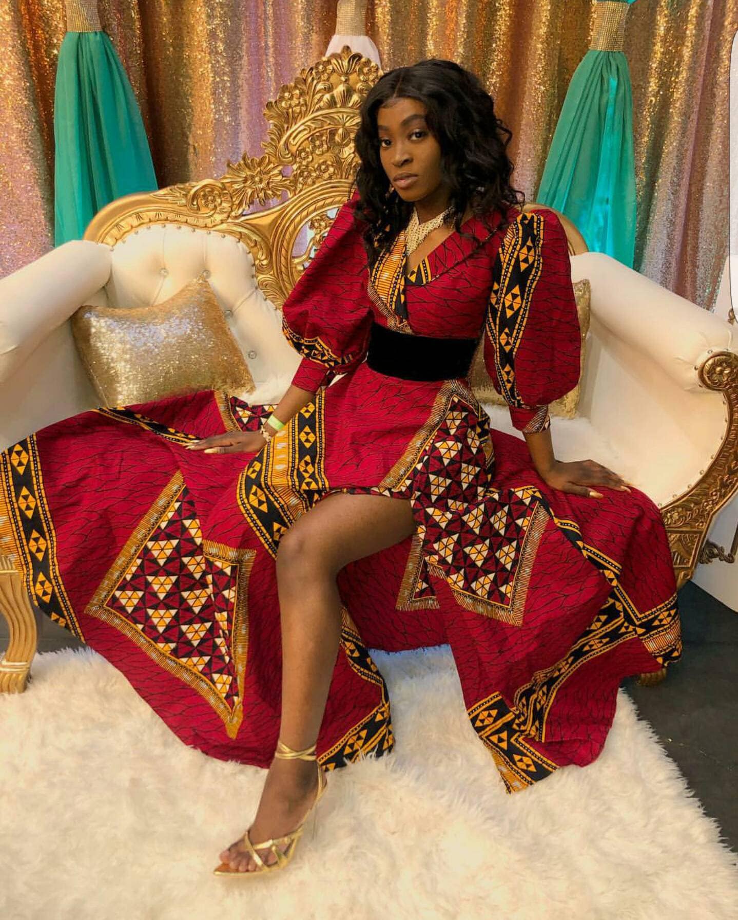 Red African Dress With SlitRed DressAfrican maxi dress | Etsy