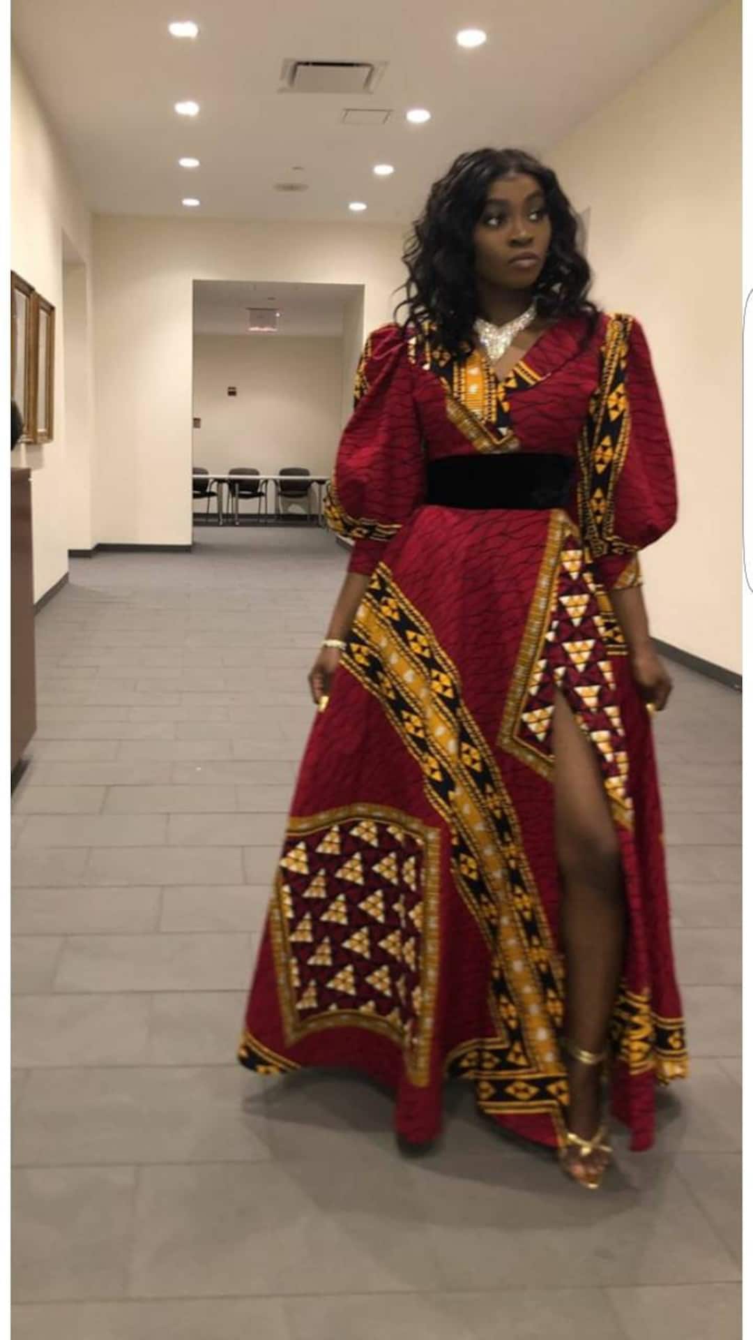 Red African Dress With Slit,red Dress,african Maxi Dress, African Print ...