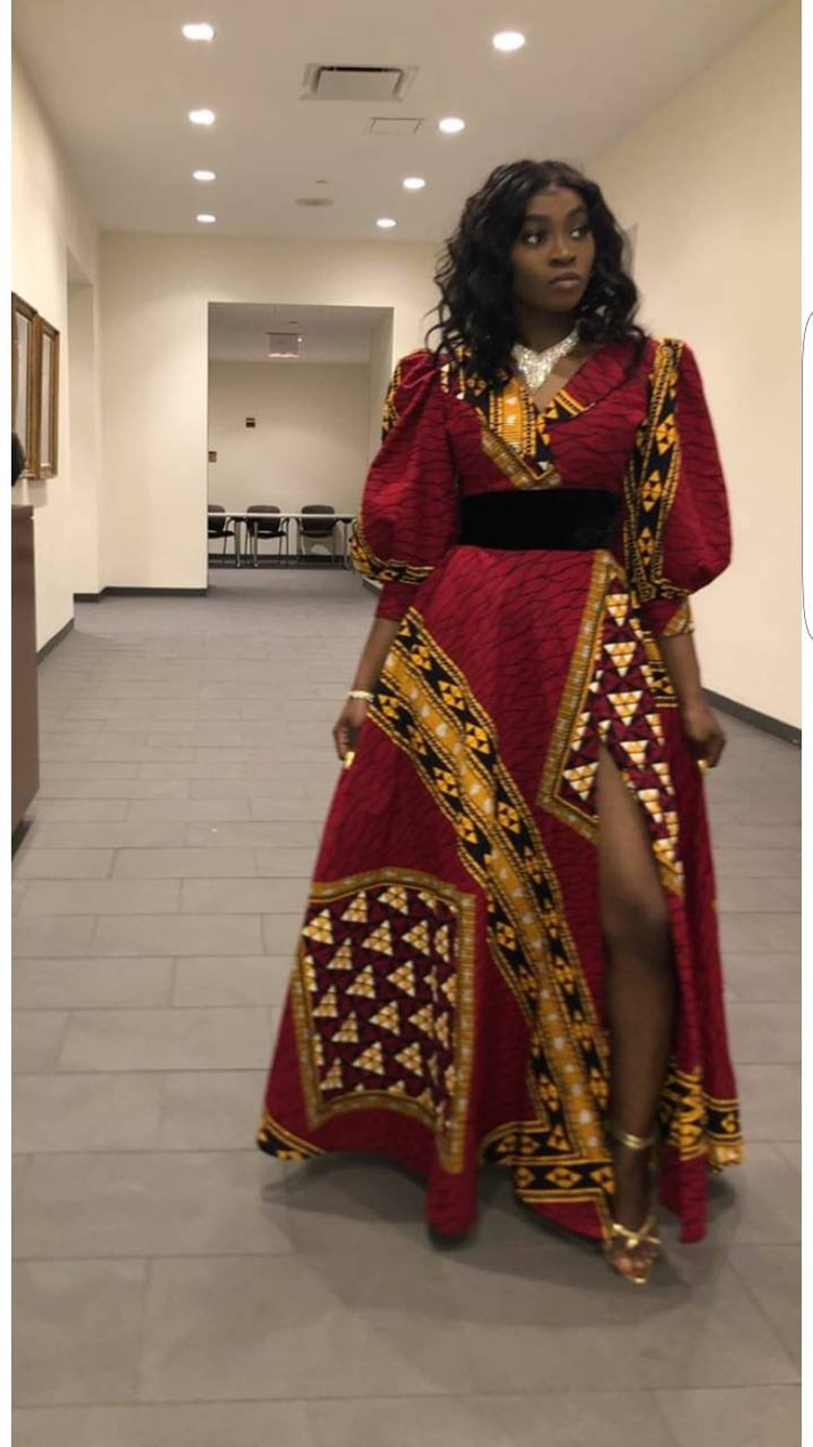 Red African Dress With Slitred Dressafrican Maxi Dress - Etsy