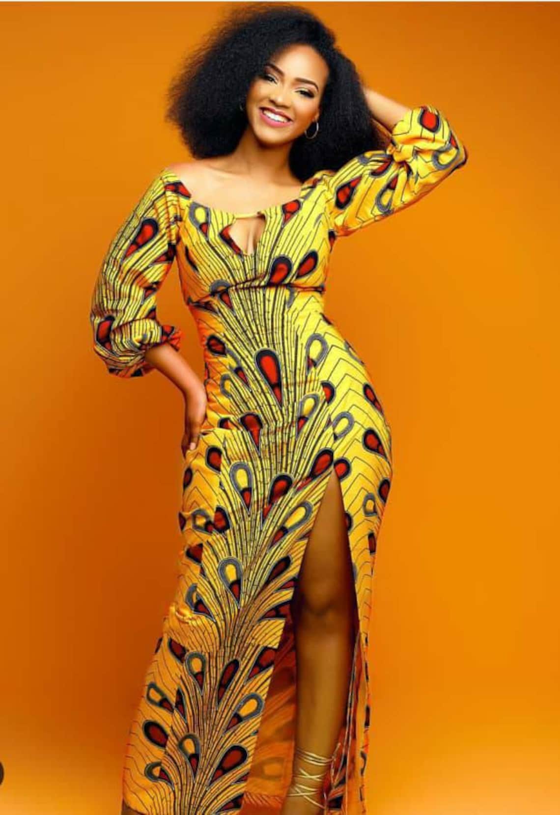 Yellow African Dressafrican Women Clothingafrican Maxi - Etsy