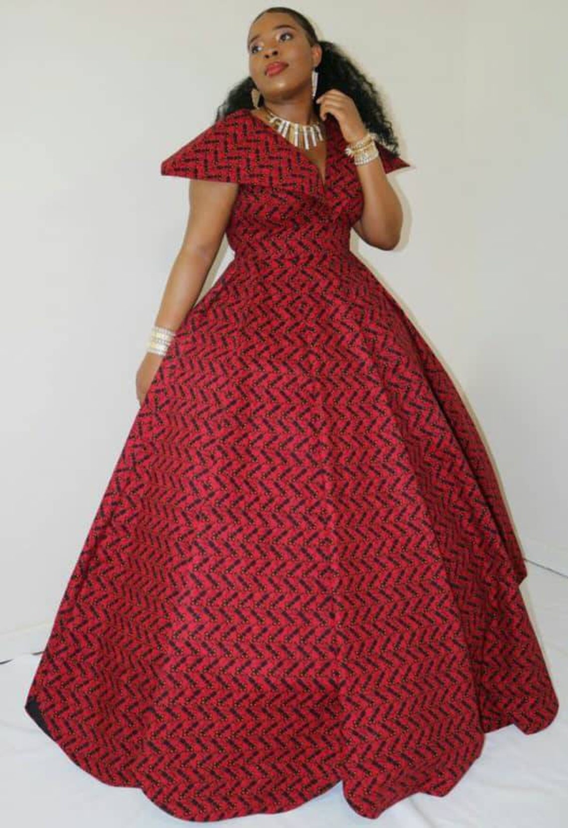 Red African Dressafrican Print Wedding Gownafrican Clothing - Etsy
