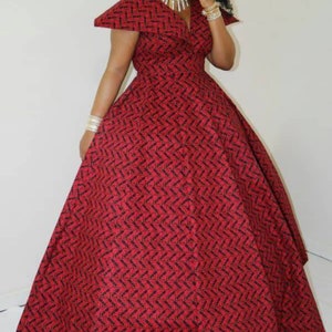 Red African Dress,african Print Wedding Gown,african Clothing for Women ...