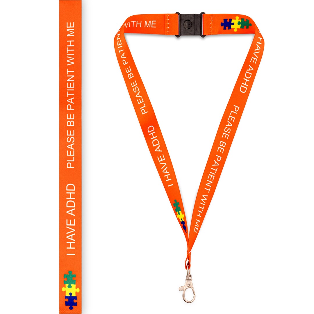 Children's ADHD Awareness Lanyard | ASD Colourful Puzzle | I Have ADHD ...
